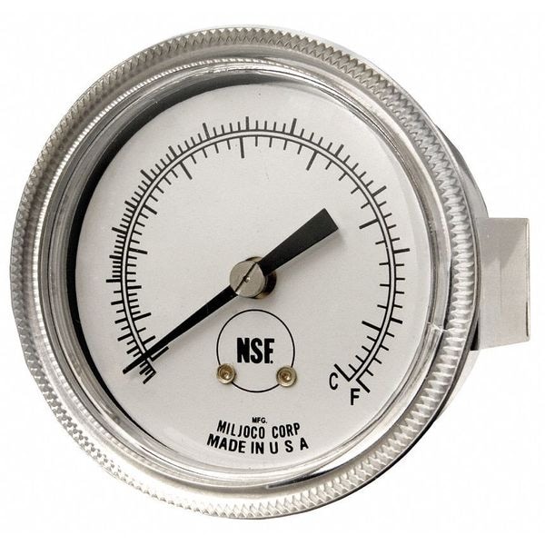 Miljoco Analog Panel Mt Thermometer, 30 to 240F V20665102-72 | Zoro
