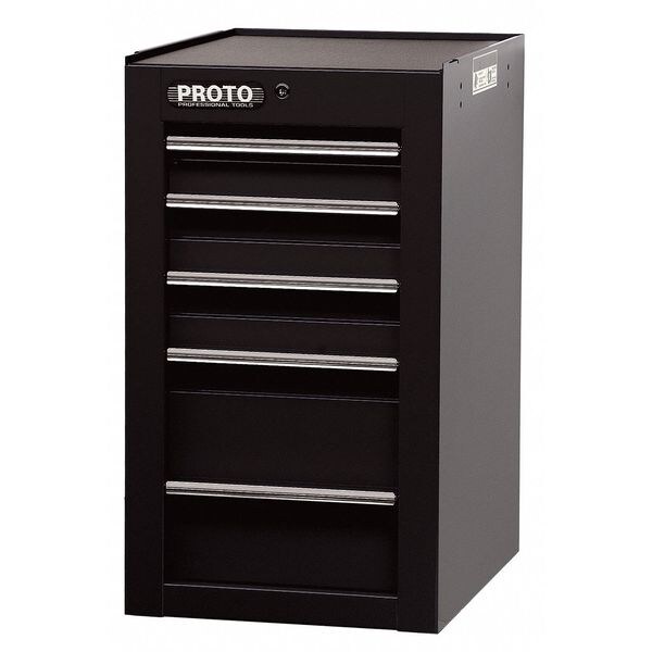 Proto 450HS Side Cabinet, 5 Drawer, Black, Steel, 19-1/2" W x 25" D x ...