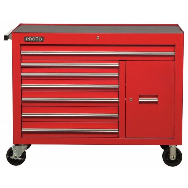 Proto 450 Rolling Cabinet, 7 Drawer, Red, Steel, 50-1/2" W x 25" D x 41 ...