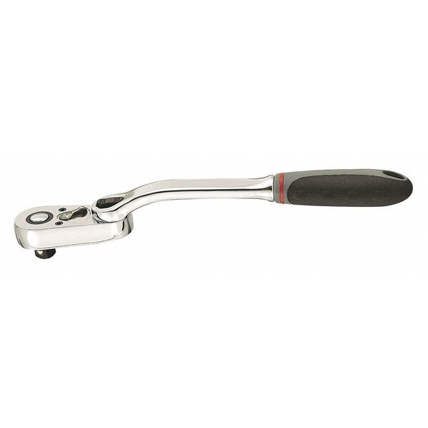 WESTWARD 1/4" Drive, 48 Teeth, Pear Hand Ratchet, 7", Chrome - 5TZF6