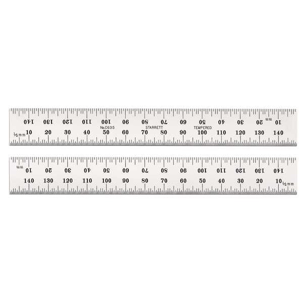 Starrett Steel Rule, Spring-Tempered, 1000mm C635-1000 | Zoro