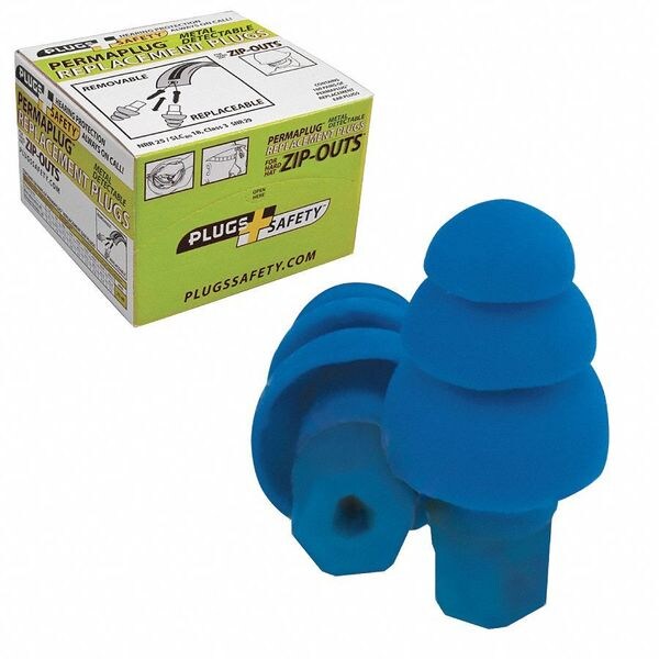 Plugs Safety Zip-Outs(TM) Soft Plastic Ear Plugs, Flanged Shape, Blue ...