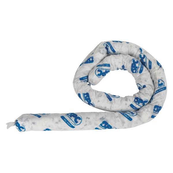 Brady Sorbent Sock, 12 gal, 3 in x 8 ft, Oil, White, 6 PK OIL806 | Zoro