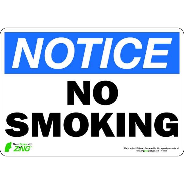 Zing Notice No Smoking Sign, 7 in Height, 10 in Width, Polyester ...
