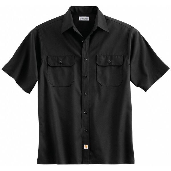 Carhartt Short Sleeve Shirt, Black, Poly/Cott, M S223 BLK MED REG | Zoro