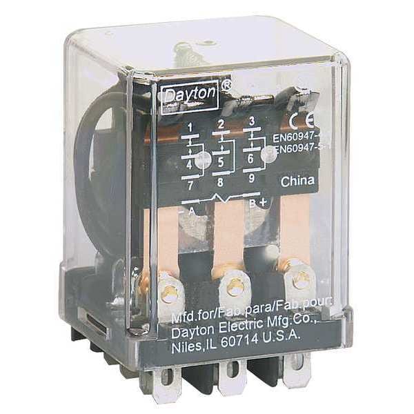 Dayton General Purpose Relay, 120V AC Coil Volts, Square, 11 Pin, 3PDT ...