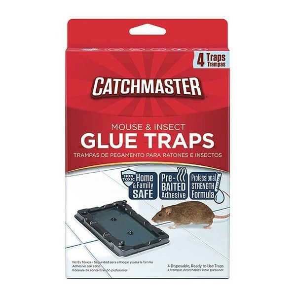 Catchmaster Mouse & Insect Glue Trap, 6 in W x 3-1/2 in H, Non-Toxic ...