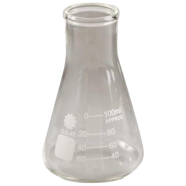 Zoro Select Erlenmeyer Flask, Narrow Neck, 100mL, PK12 (Formerly Lab ...