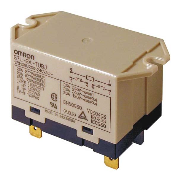 Omron Enclosed Power Relay, 4 Pn, 240VAC, SPST-NO G7L-1A-TUBJ-CB-AC200/240 | Zoro