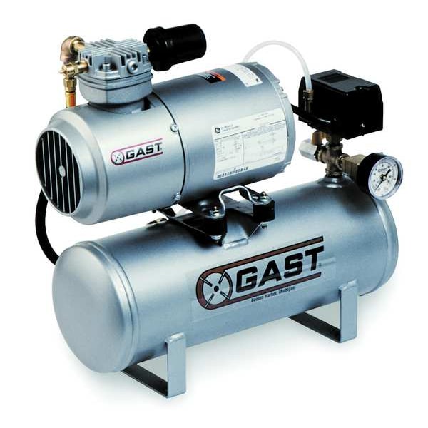 Gast Electric Air Compressor, Tank Mounted 1LAA-251T-M100X | Zoro