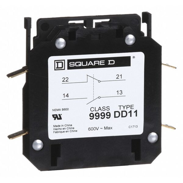 Square D Auxiliary Contact, 600VAC, 10A, 1NO/1NC 9999DD11 | Zoro