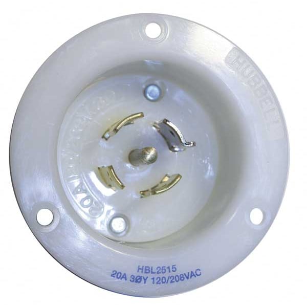 Hubbell Wiring Device-Kellems Flanged Locking Inlet, 20 A, 120/208V AC ...