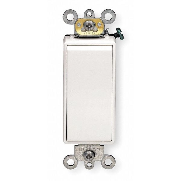 Leviton Wall Switch, 3-Way, 120/277V, 20A, Wht, Rockr 5623-2W | Zoro