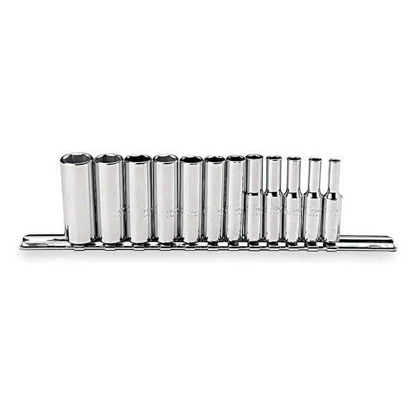 PROTO 1/4" Deep Socket Set, Metric, 12 Piece, 4 mm to 14 mm, Full ...