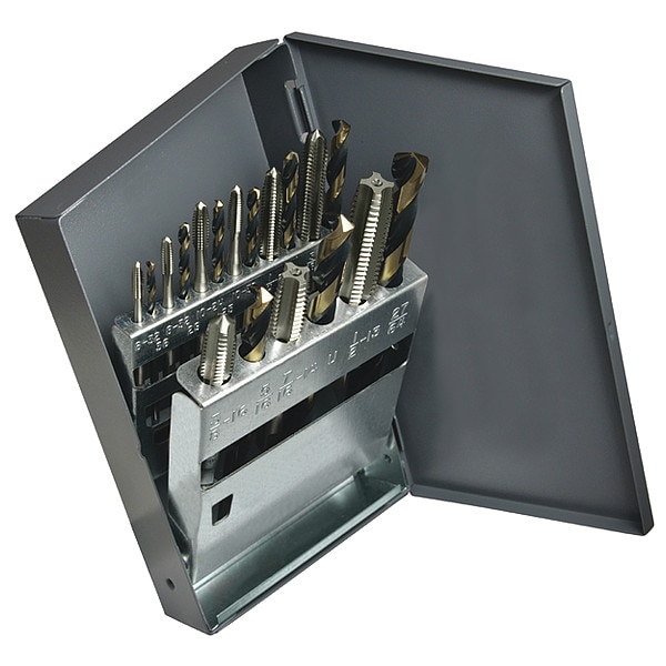 Cle-Line 18PC HD Blk&Gld Jobber Drill and Plug Hand Tap Set CLE 1878 ...