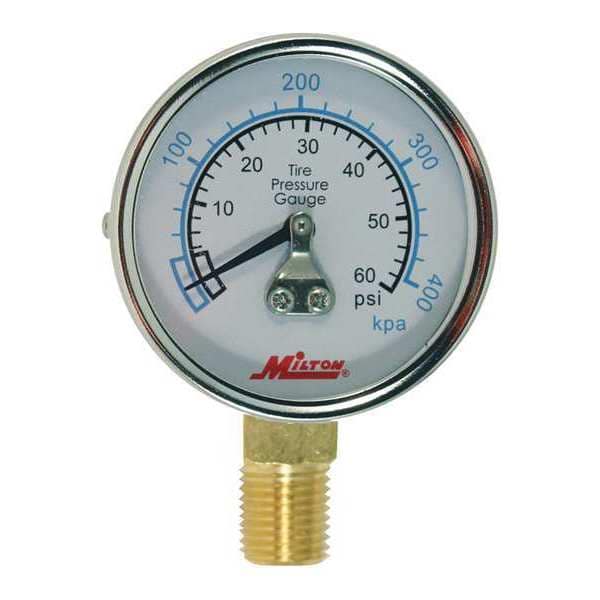 Milton Pressure Gage, 1/4" NPT, 0-60PSI, 1/4 in NPT Bottom Location ...