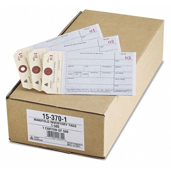 Avery Dennison Duplicate Inventory Tags, 5C/Box, PK500 15370 | Zoro