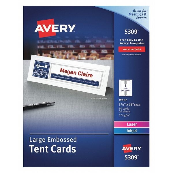 AVERY 3.5 x 11" White Tent Card, Pk50 (5309) | Zoro