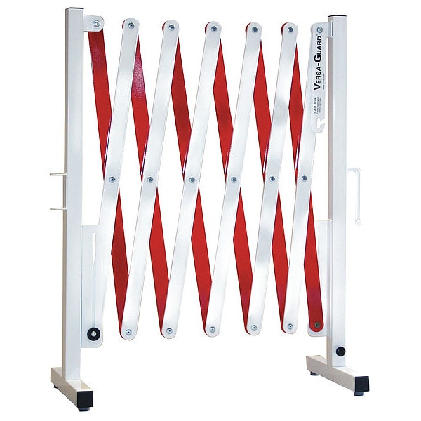 Versa-Guard Portable Expandable Safety Barricades, White/Red VG-4000 | Zoro