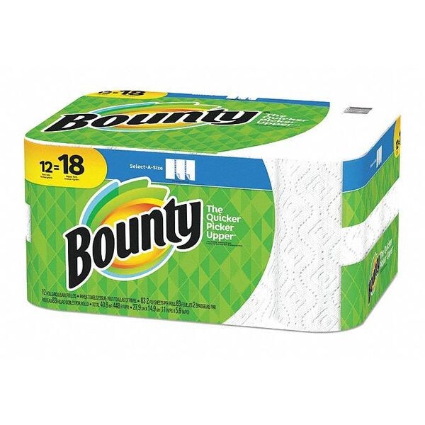 Bounty Perforated Paper Towel, 2 Ply Ply, 95 Sheets Sheets, White, 12 ...