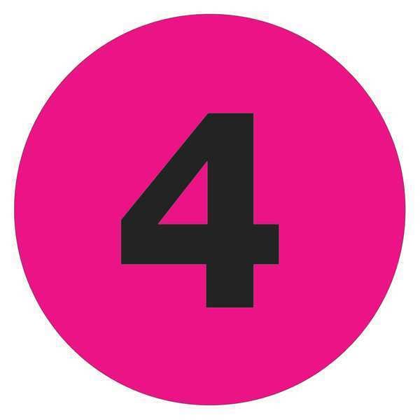 Tape Logic Tape Logic Number Labels, "4", 3" Circle, Fluorescent Pink ...