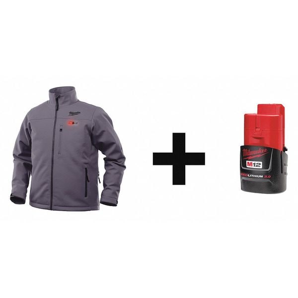 Milwaukee Tool Jacket, Mens, S, Gray, 40" Chest Size 201G-20S, 48-11 ...