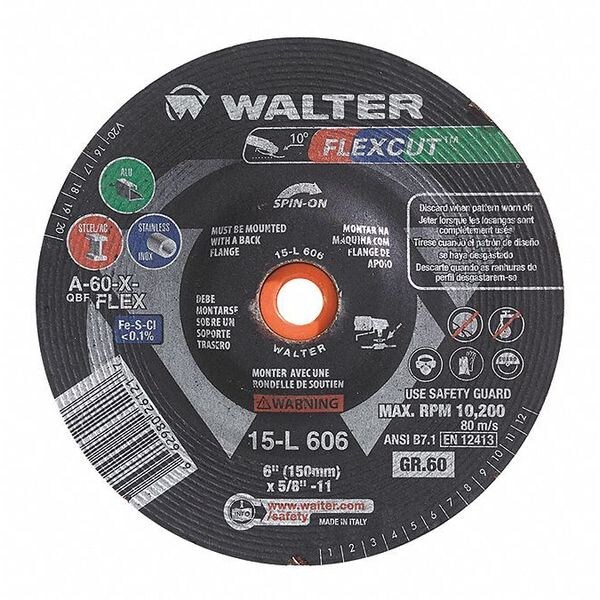 Walter Surface Technologies Flexcut, 7" dia., 7/8" Arbor, 60 Grit, PK25 ...