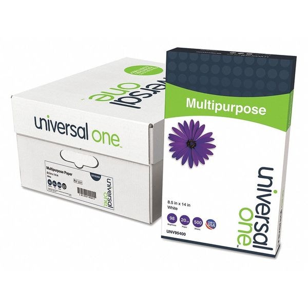Universal One Paper, 20lb., 8-1/2x14", Bright White, PK10 UNV95400 | Zoro