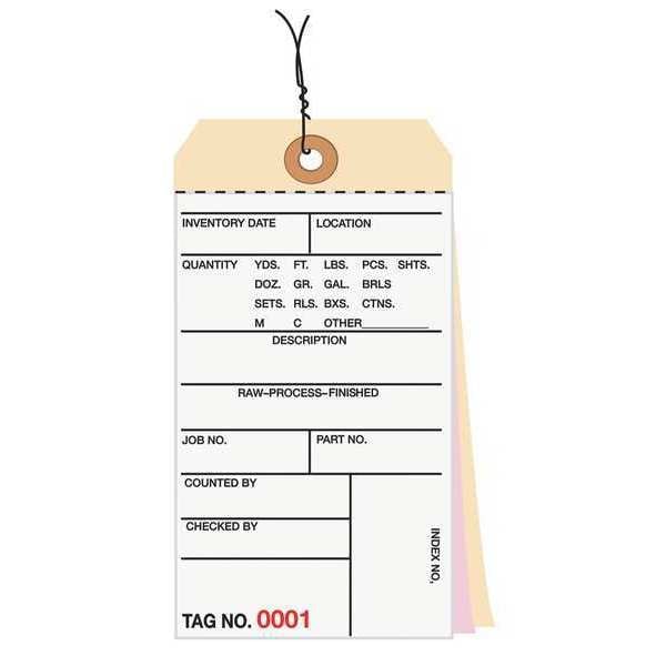 Partners Brand Inventory Tags, 3 Part Carbonless #8, Pre-Wired, (7000 ...