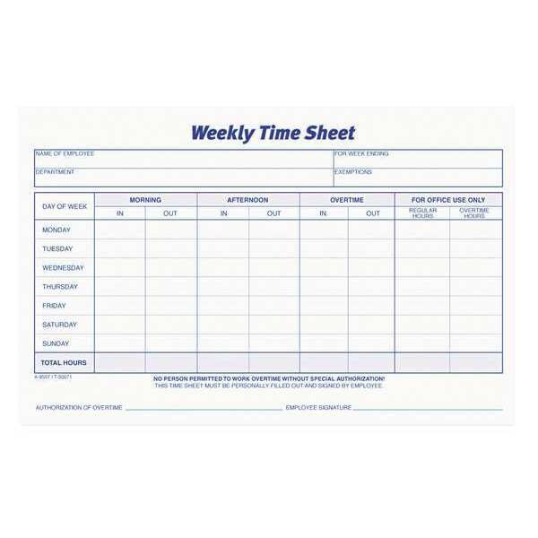 Tops 30071 $11.36 Weekly Time Sheets, 5.5x8.5, PK200 | Zoro.com