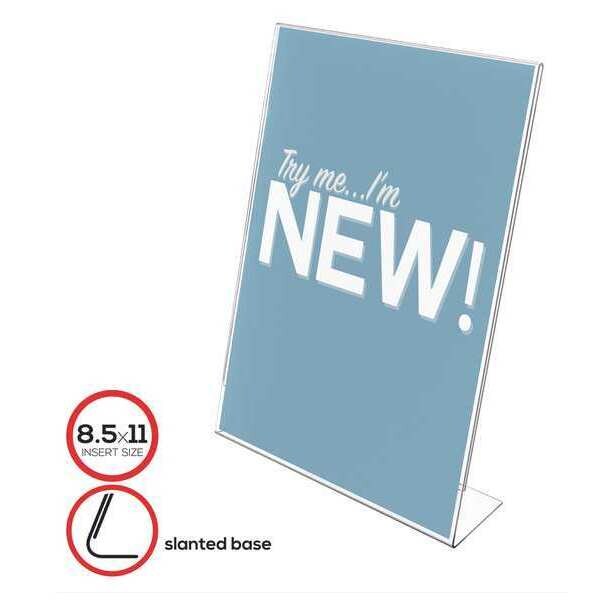 Zoro Select Desk Sign Holder, Slanted, 8.5X11", Clear 69701 | Zoro