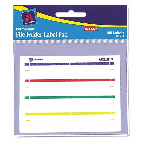 Avery Dennison File Folder Label Pad, Assorted Colors, Pk160 45215 | Zoro