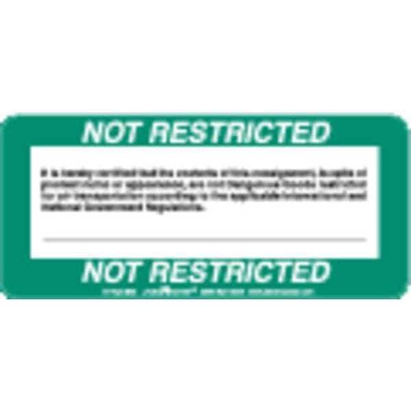 Labelmaster Not Restricted, Shipping Label, Pk500 B45 | Zoro