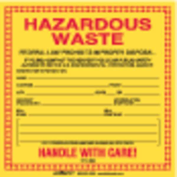 Labelmaster Standard Waste Label, 6"x6", Pk100 WM8 | Zoro