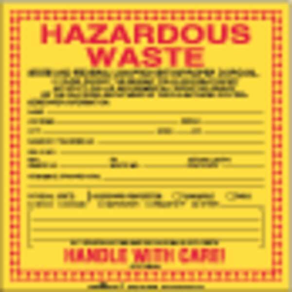 Labelmaster California Waste Label, Paper, 6"x6", Pk100 WMCA87 | Zoro