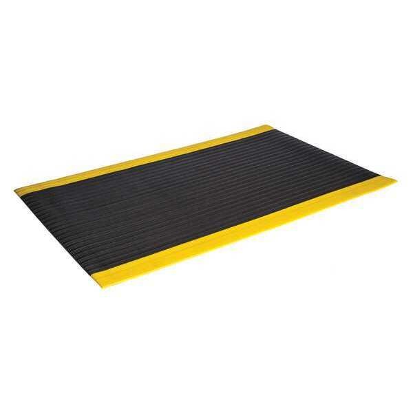 Crown Matting Technologies Antifatigue Ribbed Mat, Black/Yellow, 60 ft. L x 2 ft. SER3824YB | Zoro