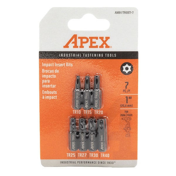 Apex Tool Group Bit, 1", Torx Security Set, 7 pcs. AMB1TRSET-7 | Zoro