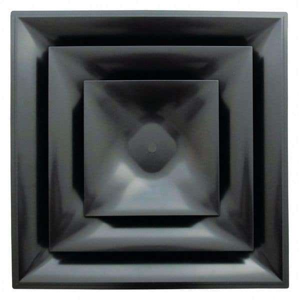 American Louver 8 in Square 3 Cone Diffuser, Black STR-C-8BK | Zoro