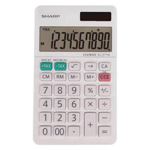 Sharp Pocket Calculator, LCD, 10 Display Digits EL-377WB | Zoro