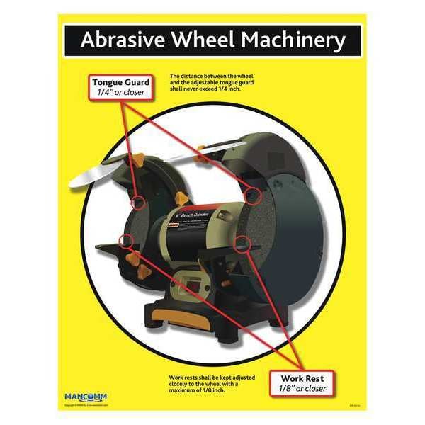 Mancomm Safety Poster, Grinder Safety, Paper, 16 in W, 12 in H 31P-017 ...