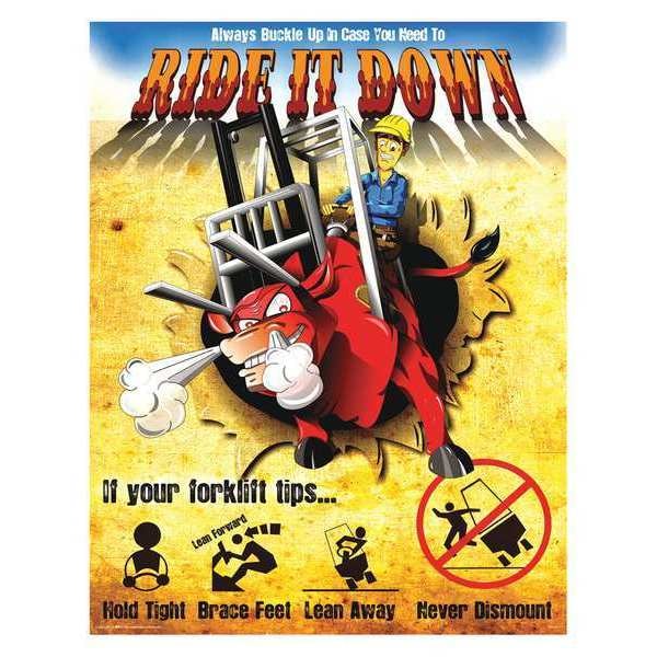 Mancomm Safety Poster, Forklift - Ride it down, Paper, 27 in W, 21 in H ...