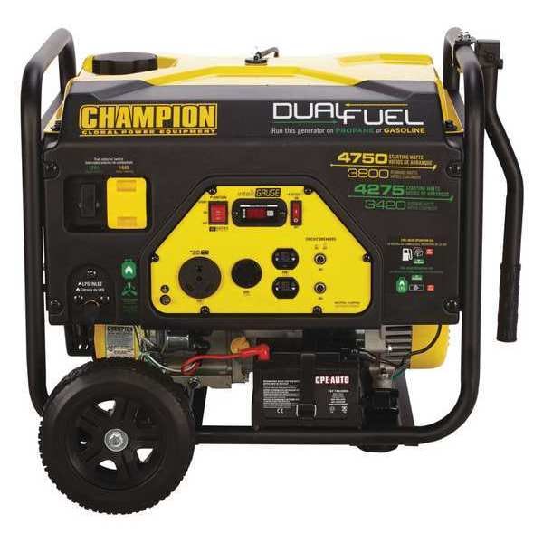 CHAMPION POWER EQUIPMENT Dual Fuel 3,800 W Portable Generator, 3.4 gal ...