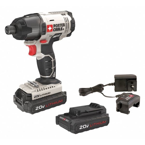 PORTER CABLE 20V MAX* 1/4 in. Cordless Hex Head Compact Impact Driver ...
