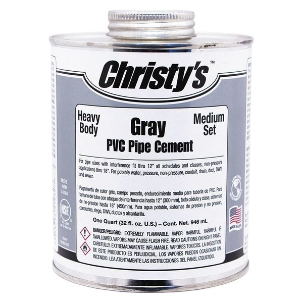 Christys Pipe Cement, Gray, 8 oz. RH-BGLV-HP-24 | Zoro