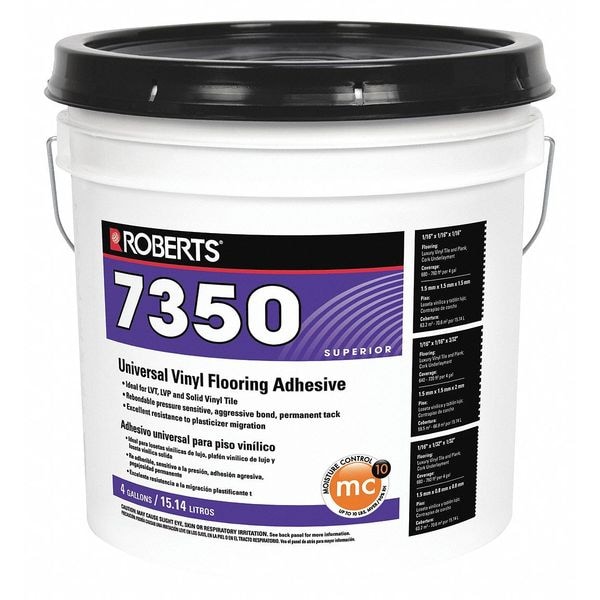 Roberts Floor Adhesive, 7350 Series, Off-White, 4 gal, Pail 7350-4 | Zoro