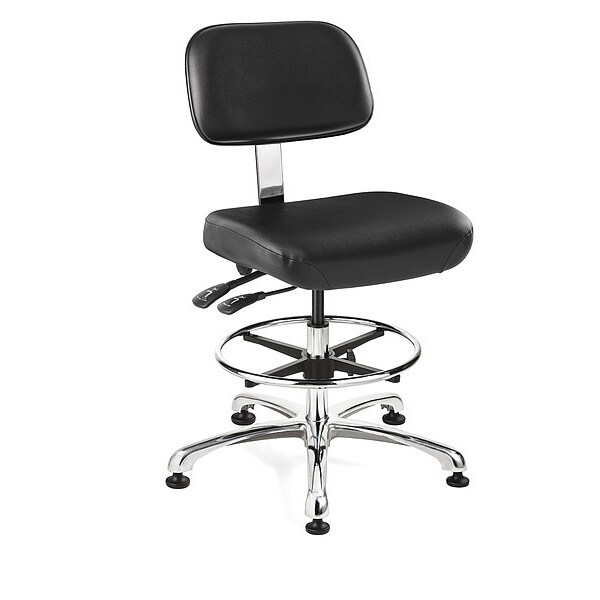 Bevco Black Vinyl Cleanroom Chair w/tilt, ISO 5, 19-27" 5351C2-BK | Zoro