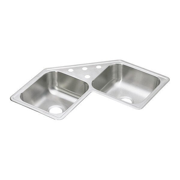Elkay Sink, Corner Mount, 4 Hole, Elite Satin Finish DE217324 | Zoro
