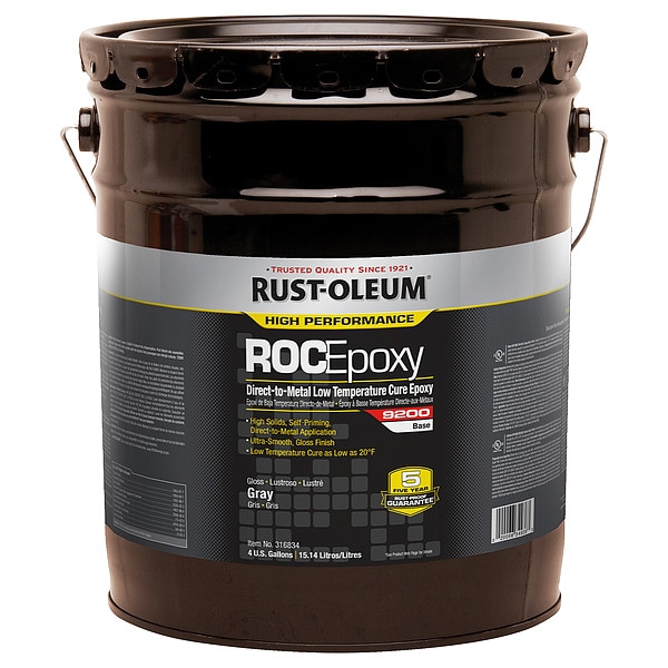 Rust-Oleum Paint, Gray, Gloss, 5 gal, 200 sq ft/gal 316834 | Zoro