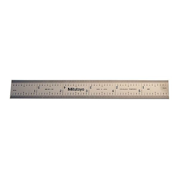 Mitutoyo Steel Rule, 6" Size, 16R Graduation, 3/4" W 182-102 | Zoro