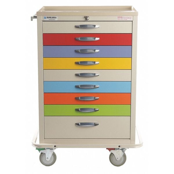 Blue Bell Medical Pediatric Cart, Steel, 6 Adjustable Shelves, 1400 lb ...
